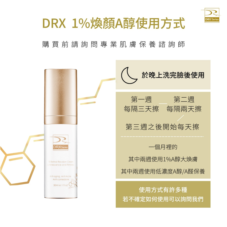 DRX達特仕的A醇/A醛系列-DRX 1%煥顏A醇，強效煥膚的第一選擇！